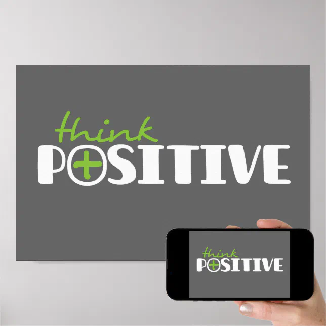 Think positive graphic square poster | Zazzle