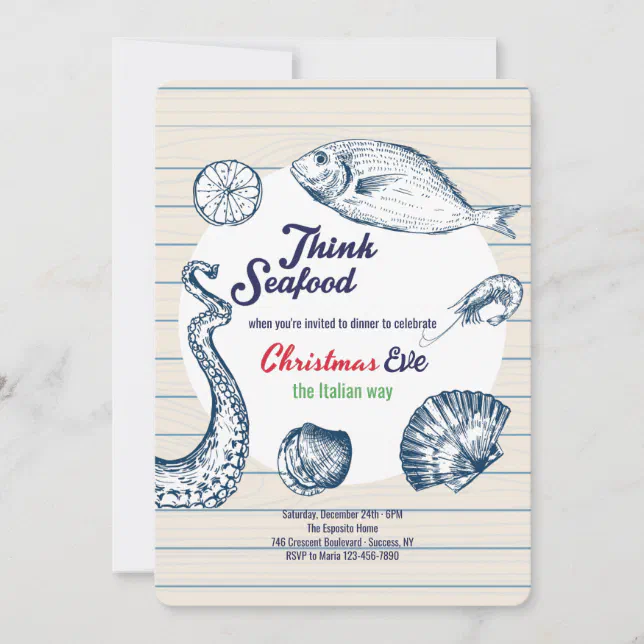 Think Seafood Dinner Party Invitation | Zazzle
