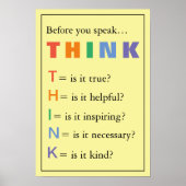 THINK Teachers Classroom Encouragement Poster | Zazzle