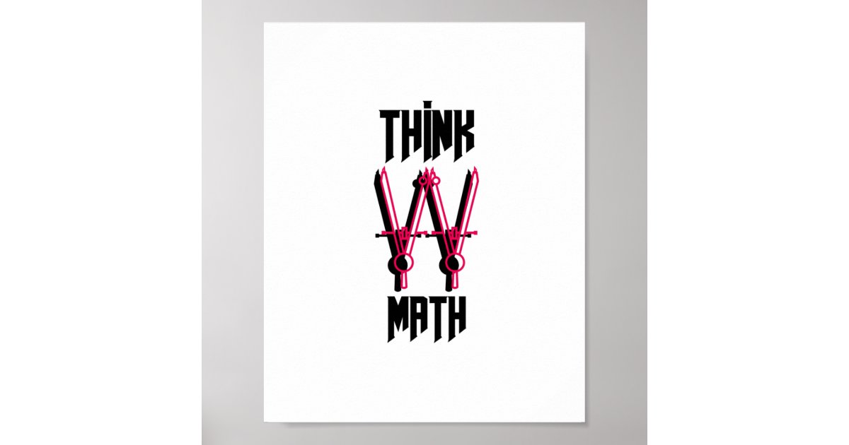 Think with math red poster | Zazzle