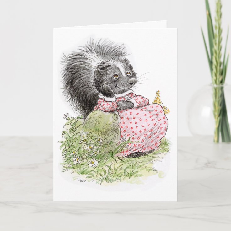 "Thinking of phew" Dreamy Skunk Greeting Card | Zazzle
