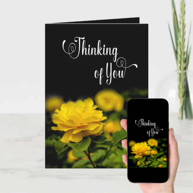 Thinking of You, Blank, Yellow Rose in Garden Card | Zazzle
