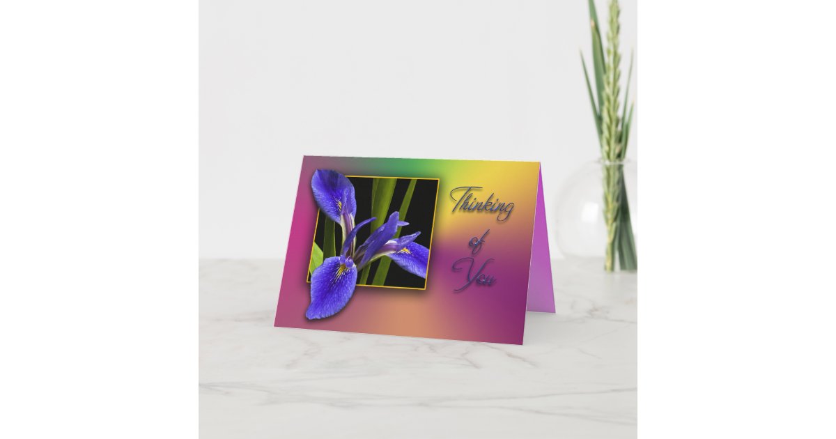 Thinking of You Blue Iris Card | Zazzle