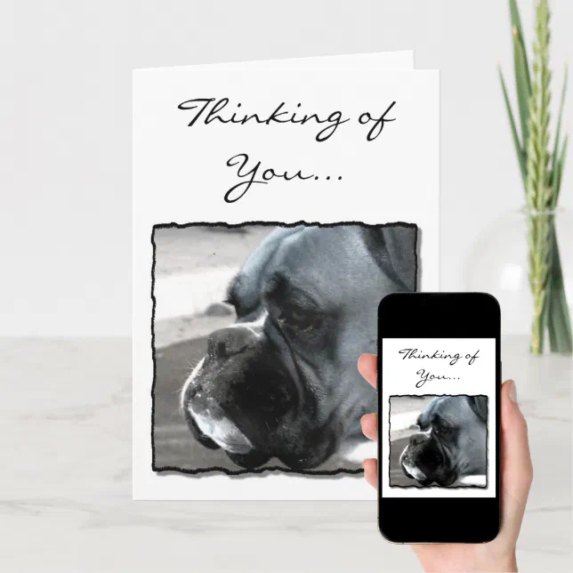 Thinking of You Boxer dog greeting card | Zazzle