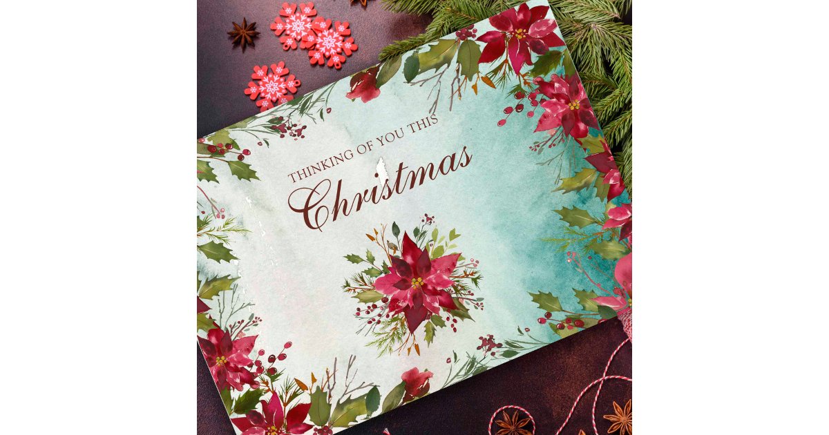 Thinking of You Condolence Sympathy Christmas Holiday Card | Zazzle