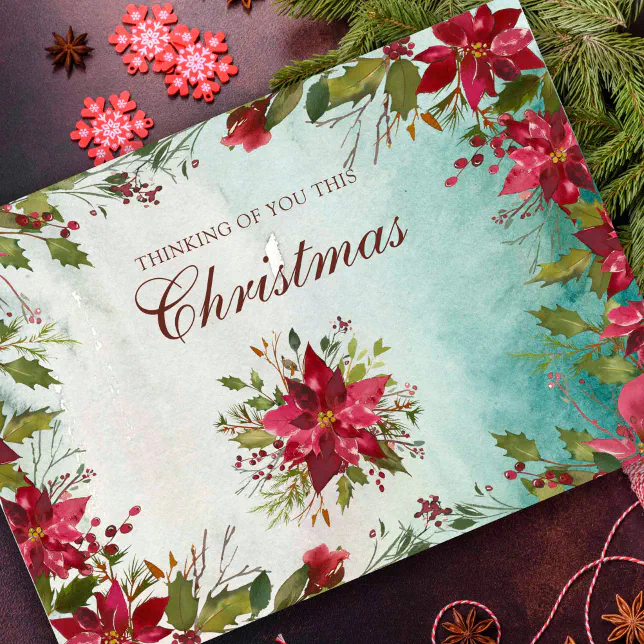 Thinking of You Condolence Sympathy Christmas Holiday Card | Zazzle