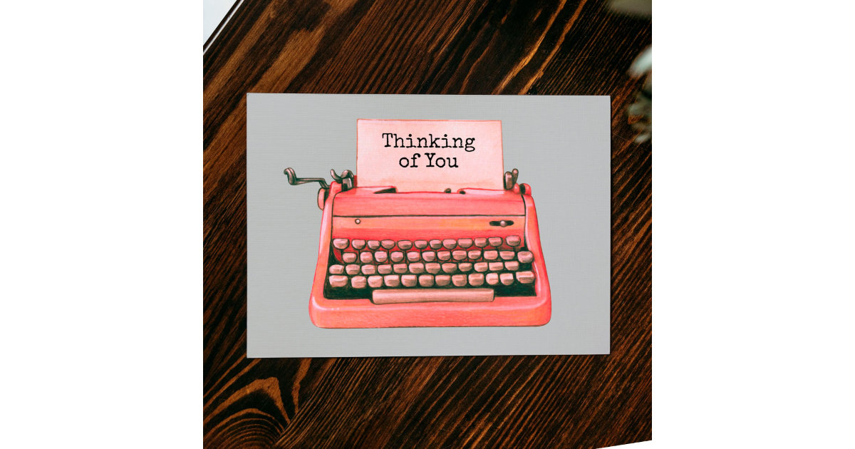 Thinking of You Cute Retro Typography Note Card | Zazzle