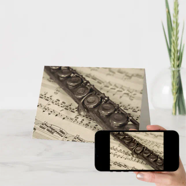 thinking of you flute on music card | Zazzle