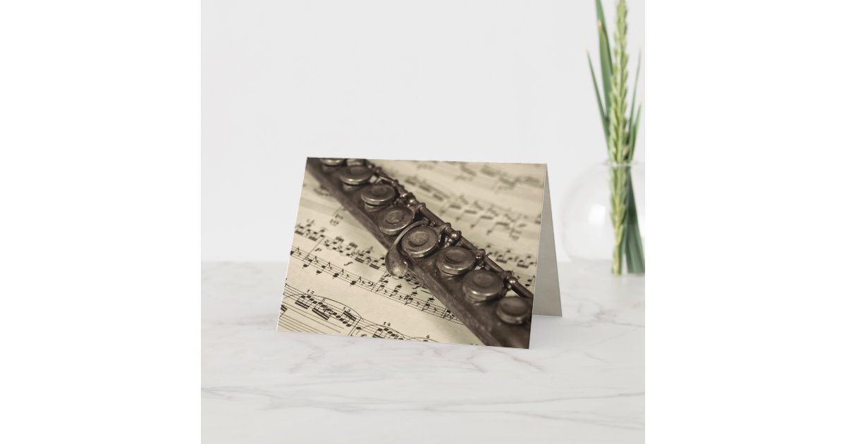 thinking of you flute on music card | Zazzle