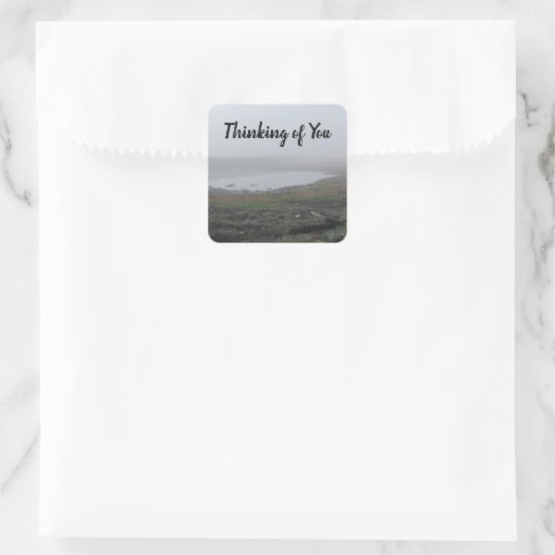 Thinking of You Foggy Landscape Inlet Pool Fog Square Sticker | Zazzle