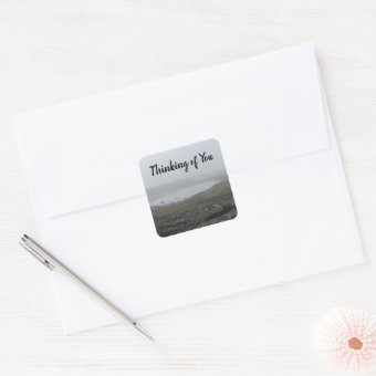 Thinking of You Foggy Landscape Inlet Pool Fog Square Sticker | Zazzle