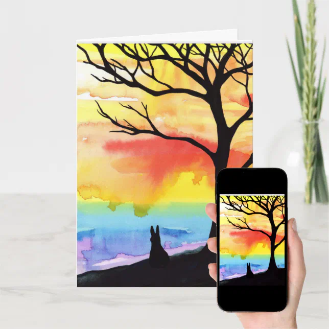 Thinking of you Miss you Rabbit Card by Bihrle | Zazzle