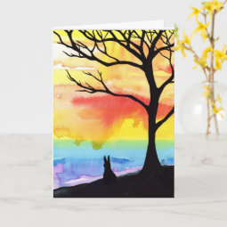 Thinking of you Miss you Rabbit Card by Bihrle | Zazzle