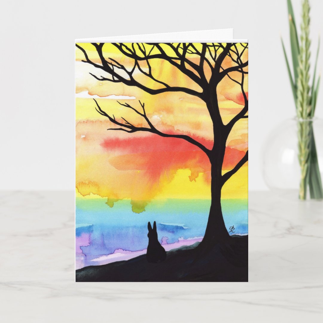 Thinking of you Miss you Rabbit Card by Bihrle | Zazzle