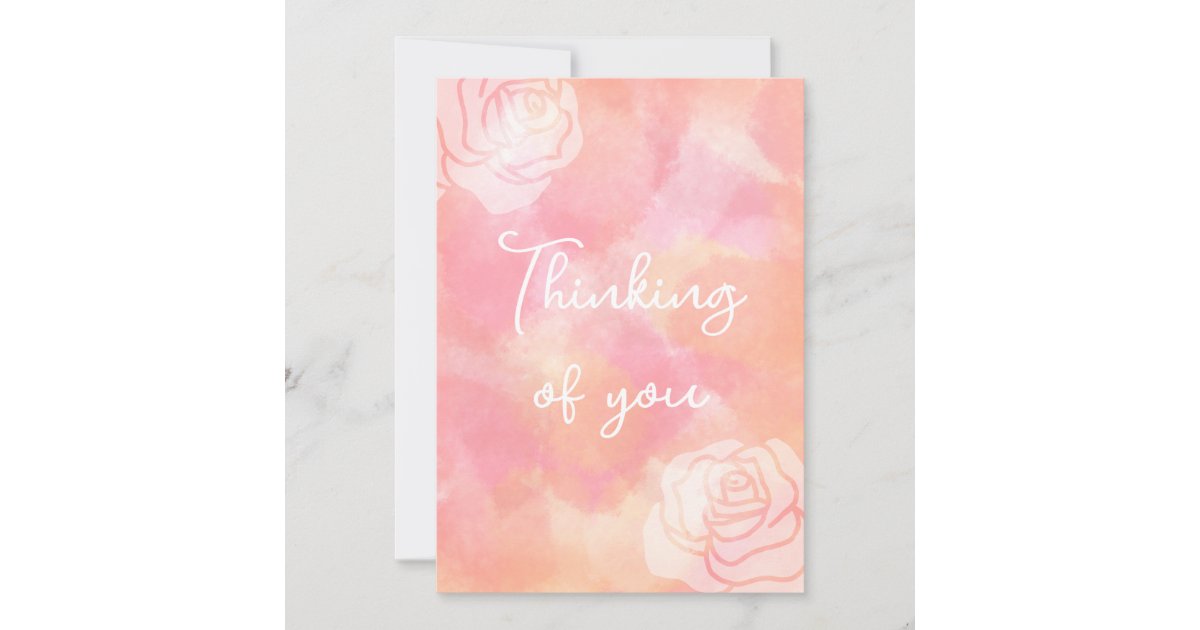Thinking of you Pink Rose Design Greeting Card | Zazzle