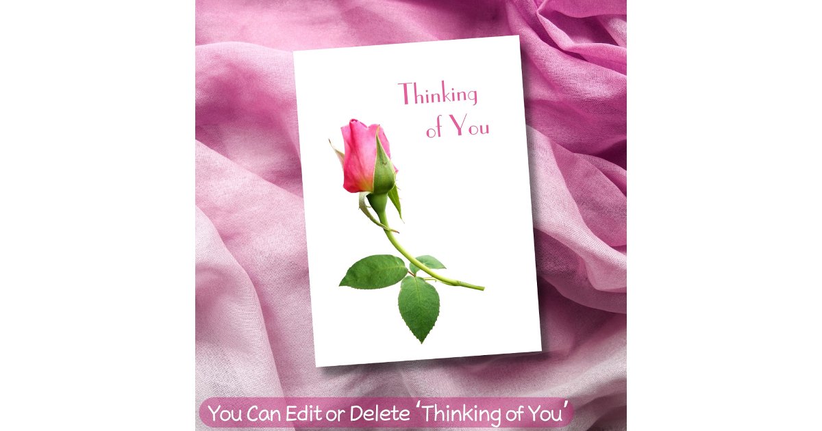 Thinking of You Pink Rose Minimalist Modern Love Card | Zazzle
