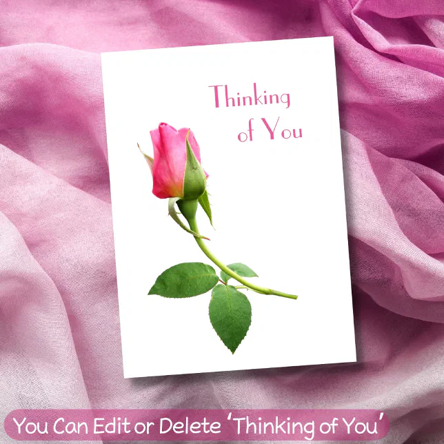 Thinking of You Pink Rose Minimalist Modern Love Card | Zazzle