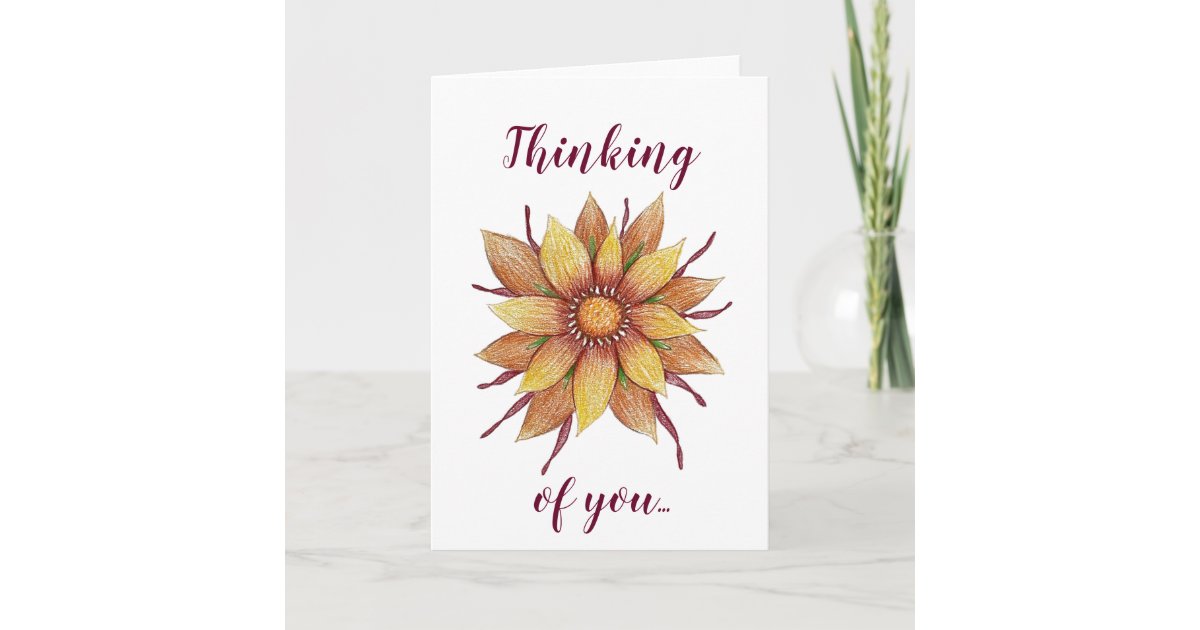 "Thinking of You" Sunflower greeting card | Zazzle
