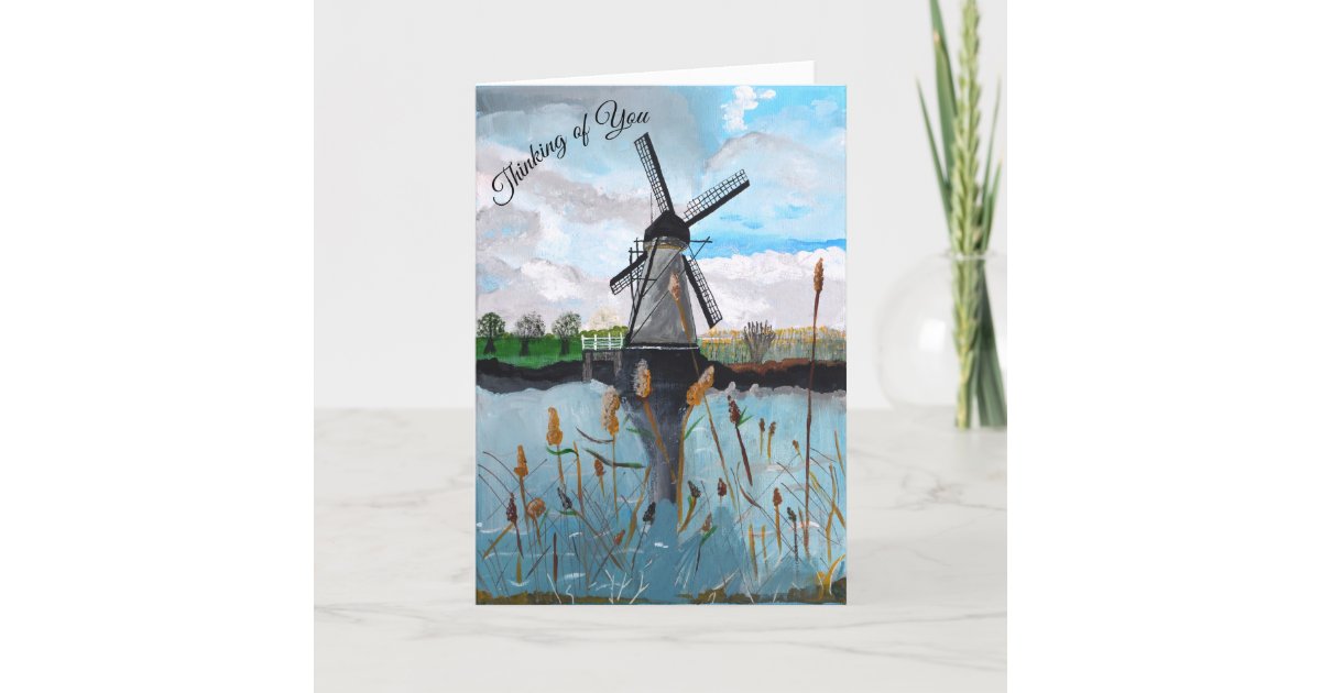 "Thinking of You" - Windmill - Wishing You Joy Thank You Card | Zazzle