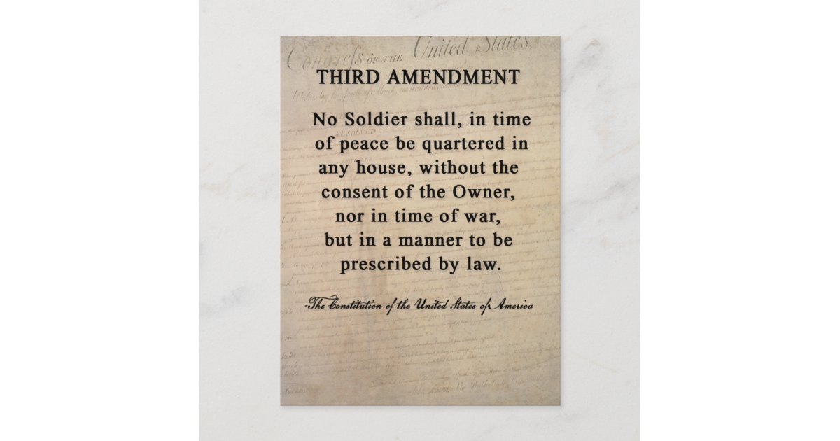 Third Amendment Postcards | Zazzle