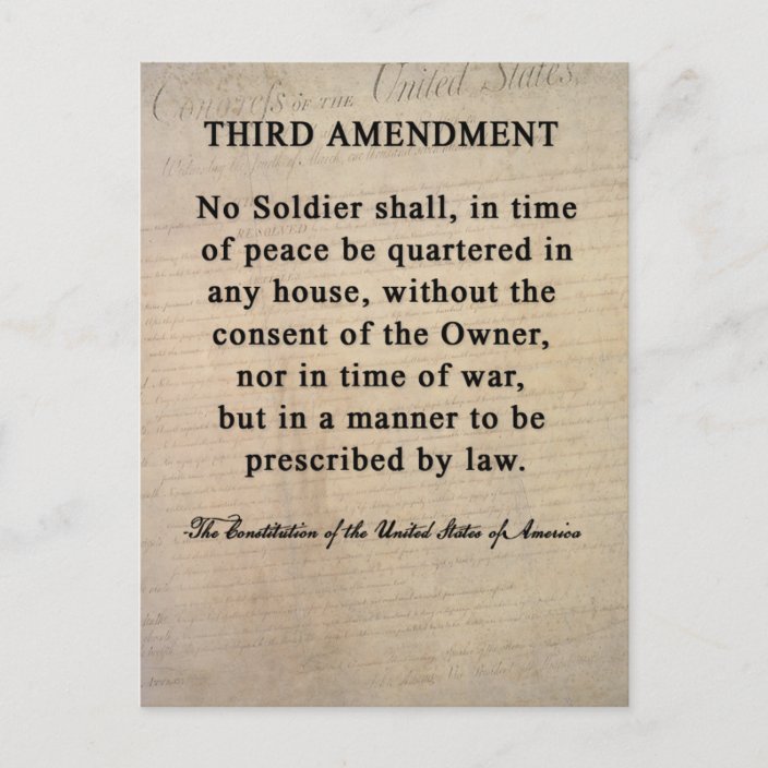 Third Amendment Postcards | Zazzle.com