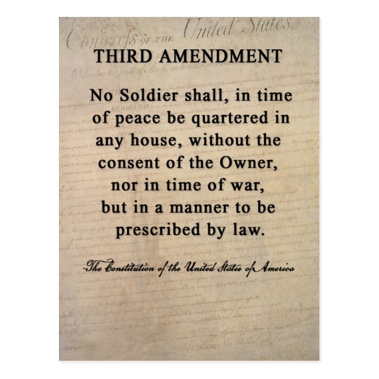 Third Amendment Postcards | Zazzle.com