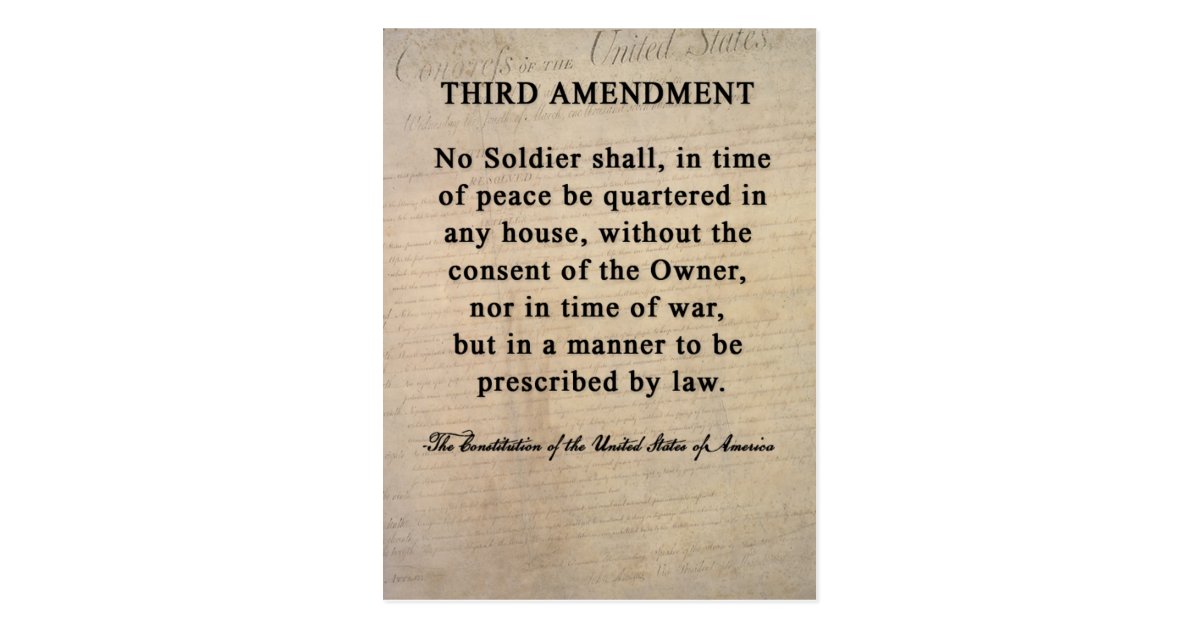 Third Amendment Postcards | Zazzle.com