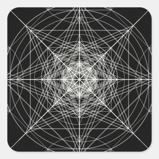 Third Dimensional Sacred Geometry Square Sticker | Zazzle.com