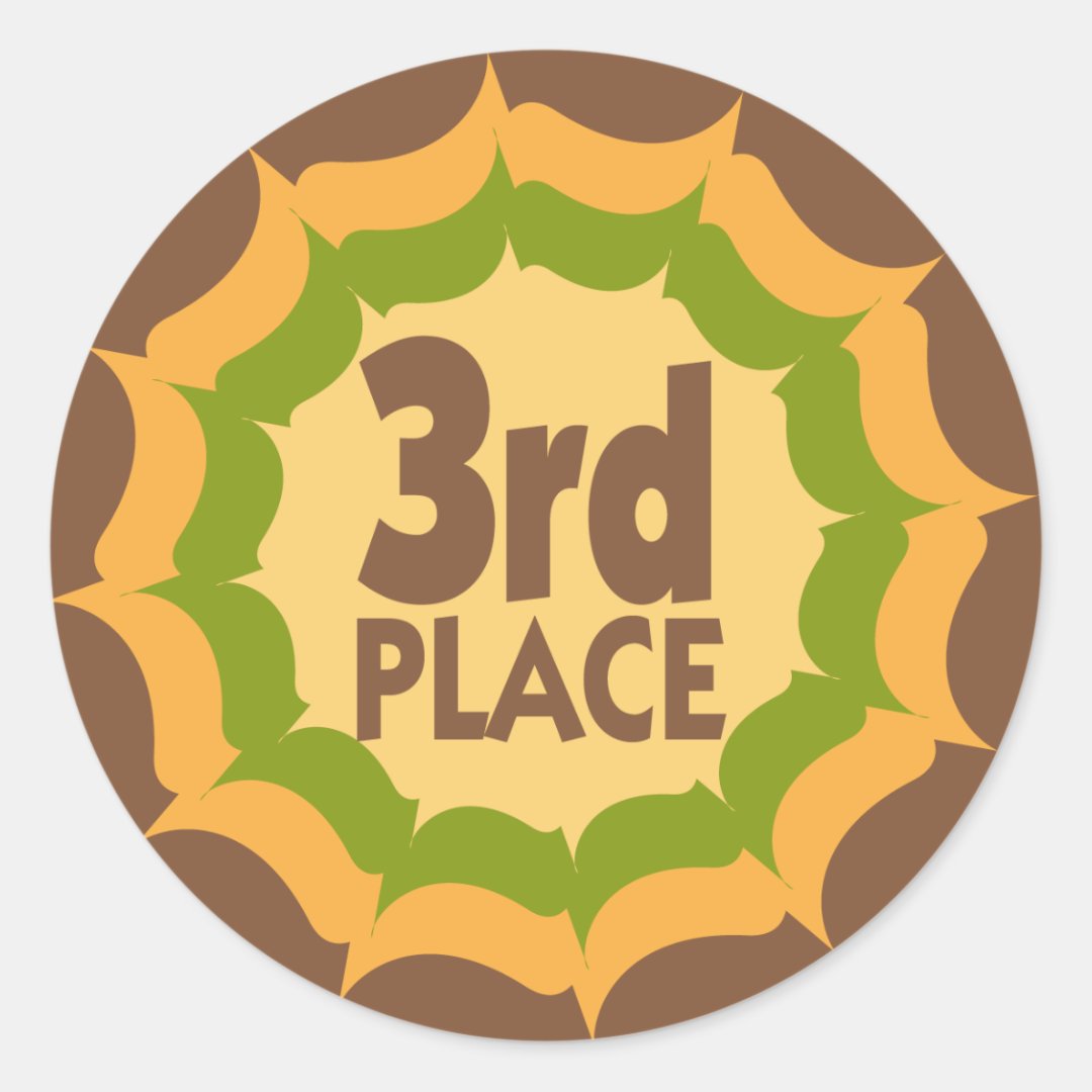 Third Place Ribbon Winner Classic Round Sticker | Zazzle