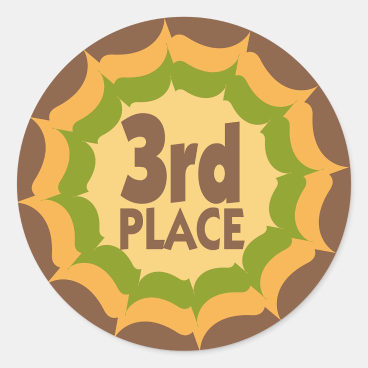 Third Place Ribbon Winner Classic Round Sticker | Zazzle