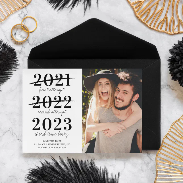 Third Time Lucky Photo Save the Date | Zazzle