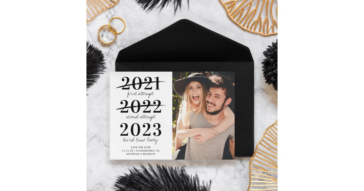 Third Time Lucky Photo Save the Date | Zazzle