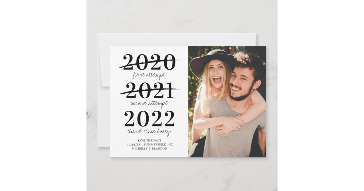 Third Time Lucky Photo Save the Date | Zazzle.com