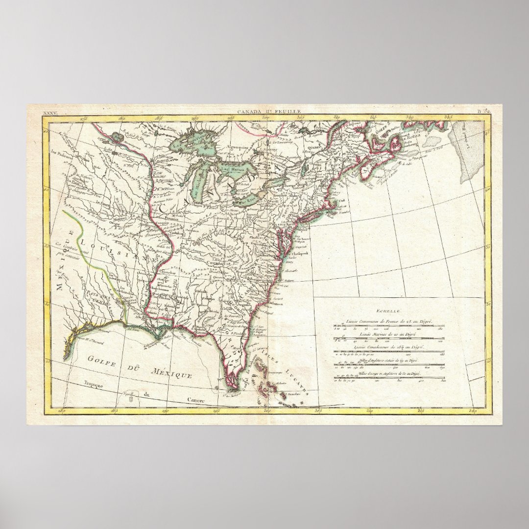 Thirteen Colonies Vintage Map (1776) Poster | Zazzle