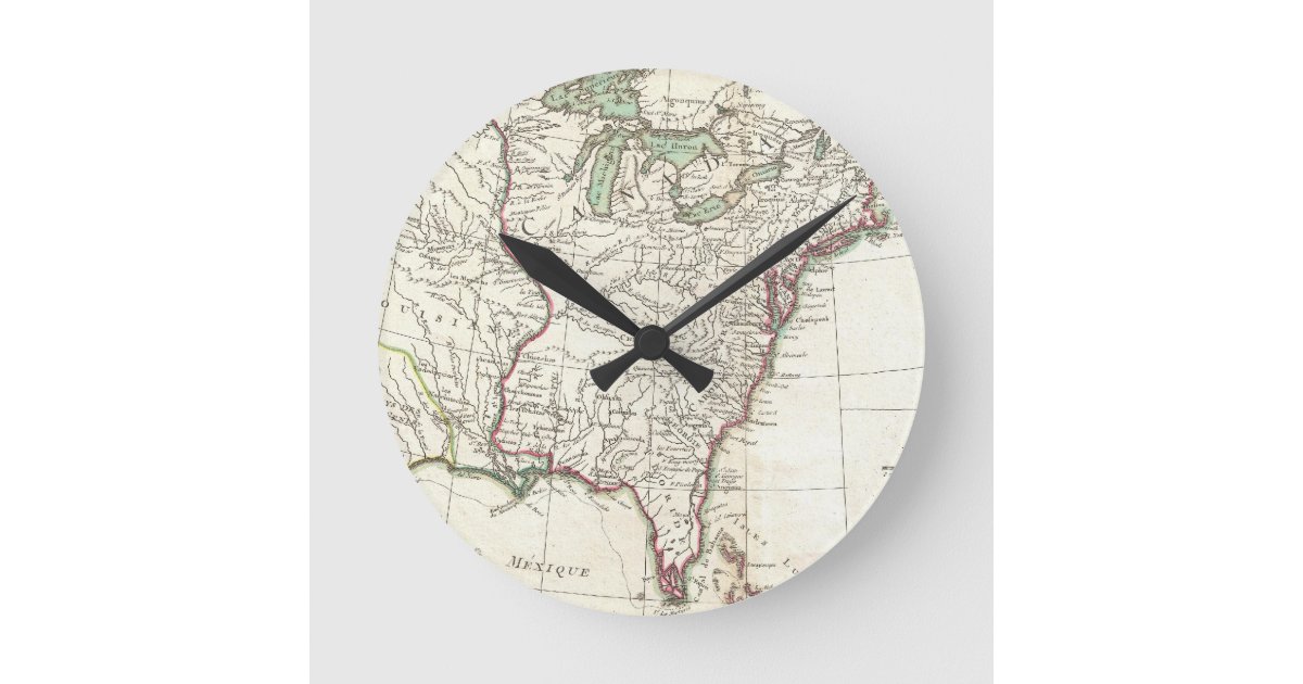 Thirteen Colonies Vintage Map (1776) Round Clock | Zazzle