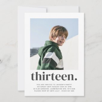 Thirteen Square Photo First Birthday Invitation | Zazzle