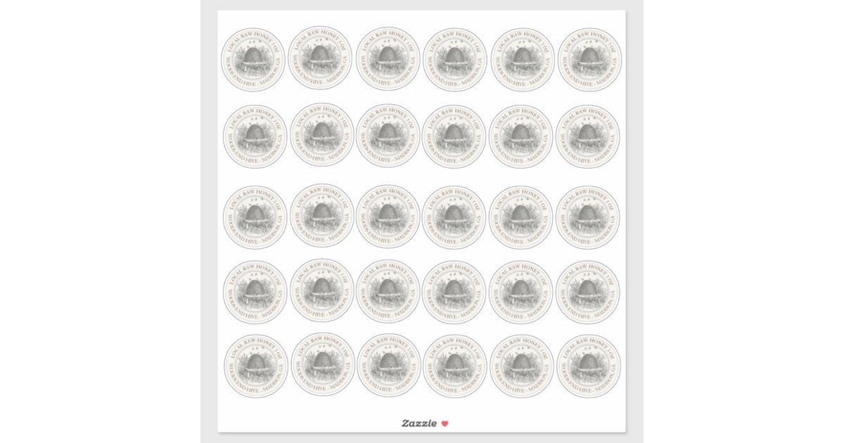 Thirty 2-inch Vinyl LOCAL HONEY mini jar LABELS | Zazzle