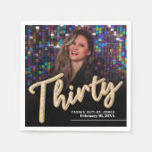 Thirty 30th Birthday custom photo script gold Napkins | Zazzle