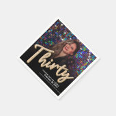 Thirty 30th Birthday custom photo script gold Napkins | Zazzle