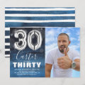 Thirty Birthday Silver Balloon | Blue Photo Party Invitation | Zazzle