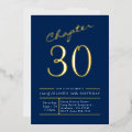 Thirty Blue Gold 30th Birthday Party Gold Foil Invitation | Zazzle