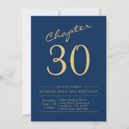 Thirty Blue Gold 30th Birthday Party Invitation | Zazzle