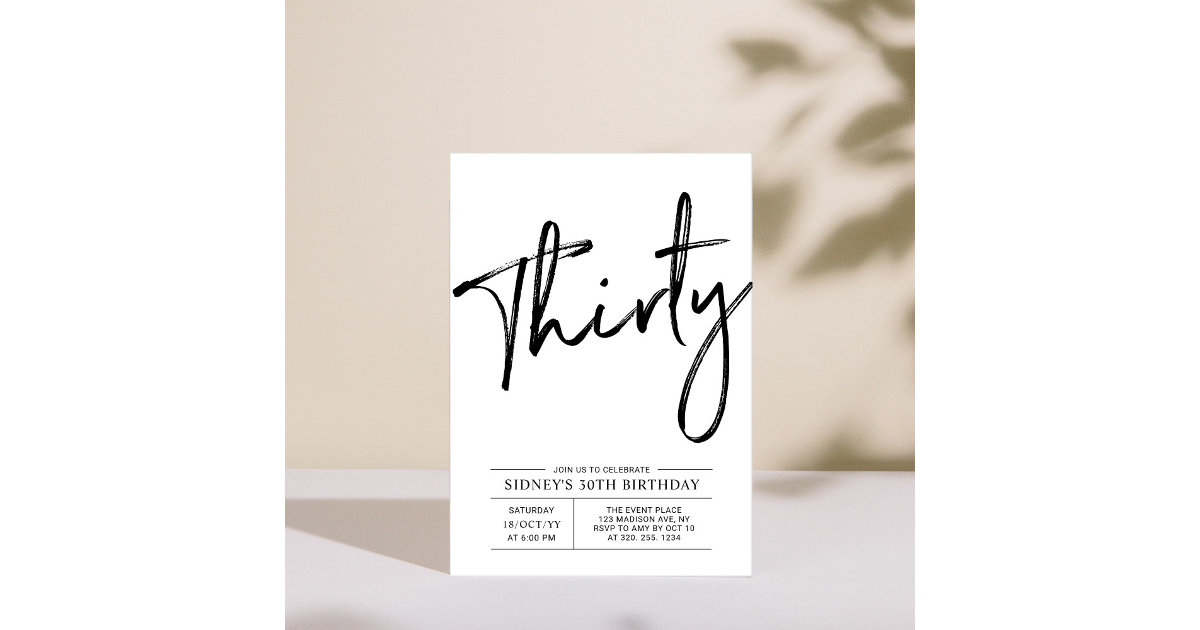 Thirty | Modern 30th Birthday Party Invitation | Zazzle