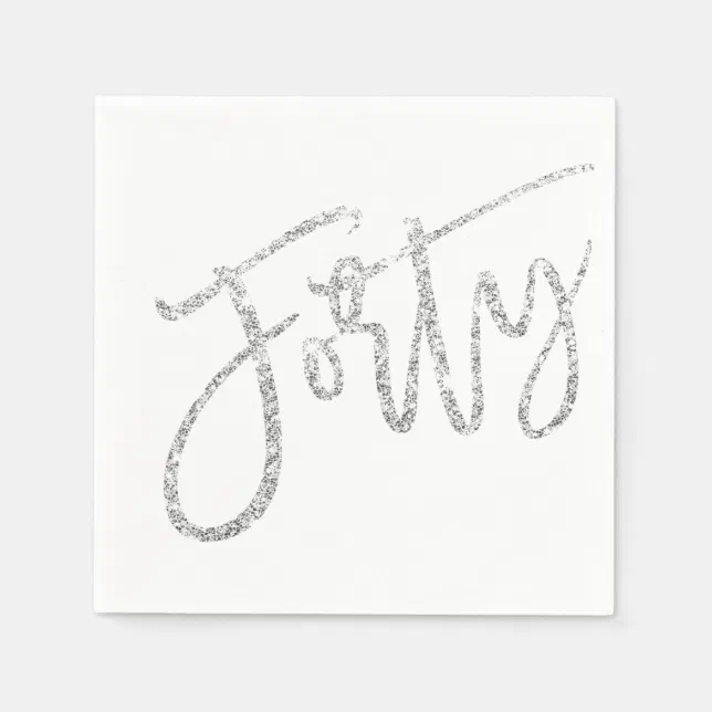 THIRTY modern script silver glitter 40th party Napkins | Zazzle