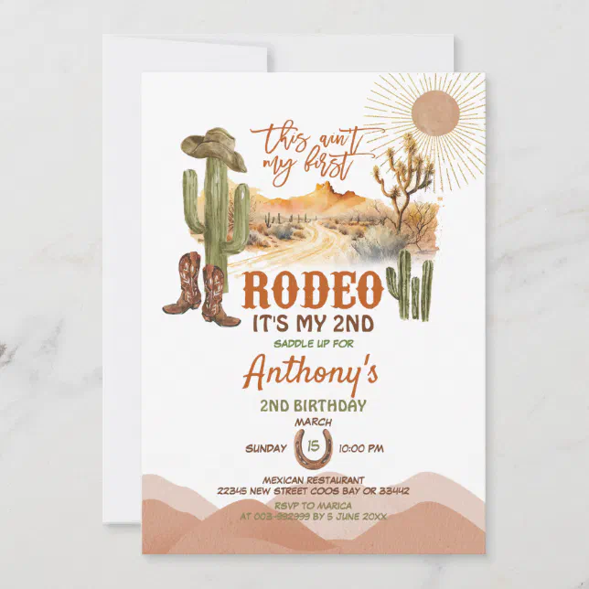 This Aint My First Rodeo 2nd Birthday Party Cowboy Invitation | Zazzle