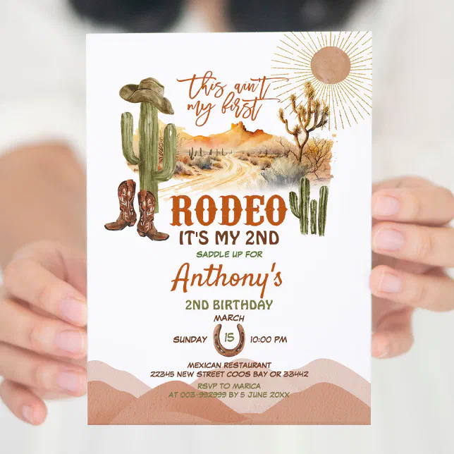 This Aint My First Rodeo 2nd Birthday Party Cowboy Invitation | Zazzle