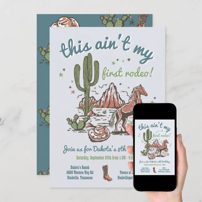 This ain't my first Rodeo Cowboy Birthday Invitation | Zazzle