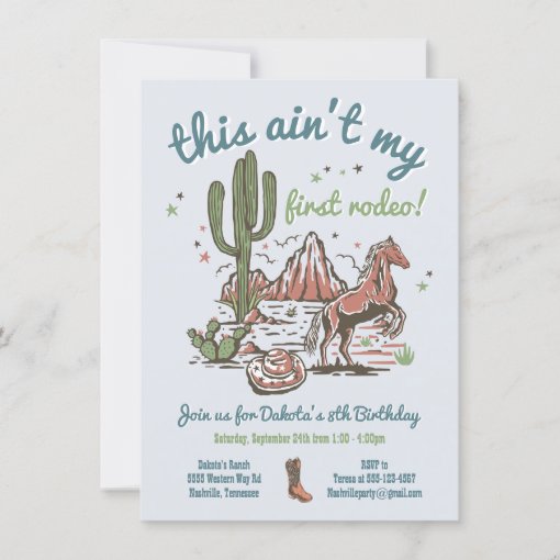 This ain't my first Rodeo Cowboy Birthday Invitation | Zazzle
