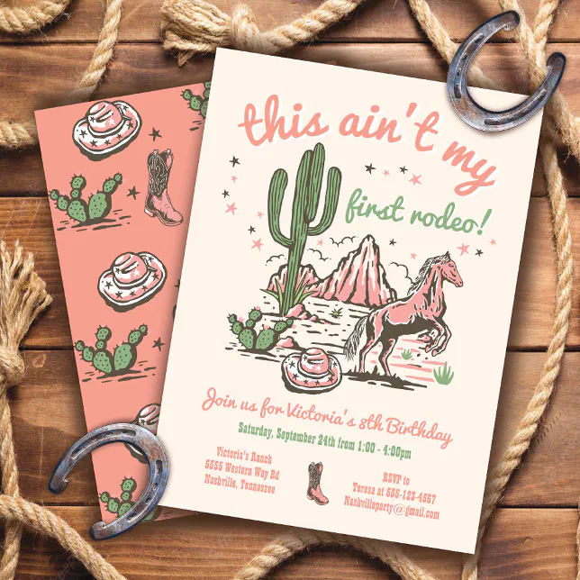 This ain't my first Rodeo Cowgirl Birthday Invitation | Zazzle