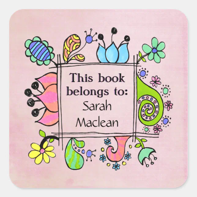 This Book Belongs To Book Name Plate Label Sticker | Zazzle
